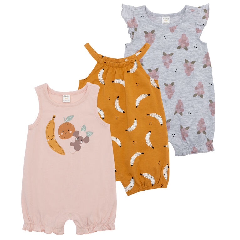 Pl Baby-Baby 3 Pack Romper Knit Light Pink 12 Months