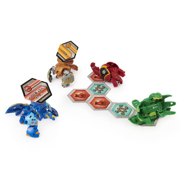 Bakugan Baku-Gear 4-Pack, Tretorous Ultra with Baku-Gear and Fused Pegatrix x Goreene Ultra ...