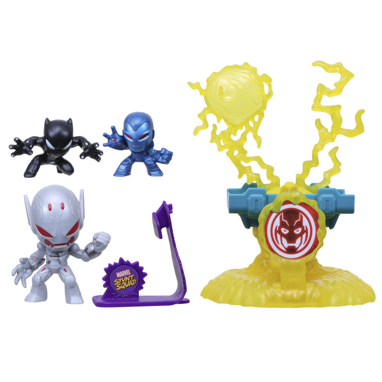Marvel Stunt Squad Villain Knockdown Playset with Black Panther, Iron ...