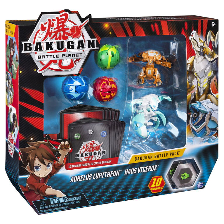 Bakugan, Battle Pack 5-Pack, Aurelus Lupitheon and Haos Vicerox | Toys ...