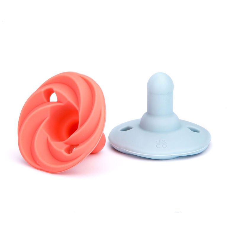 Doddle and Co - Holland Pop Silicone Pacifier - 2 Pack - Peach/Cloud 9 ...