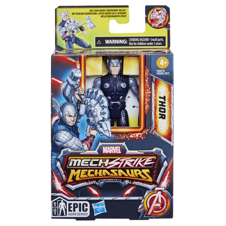 Marvel Mech Strike Mechasaurs Thor Action Figure, with Weapon Accessory ...