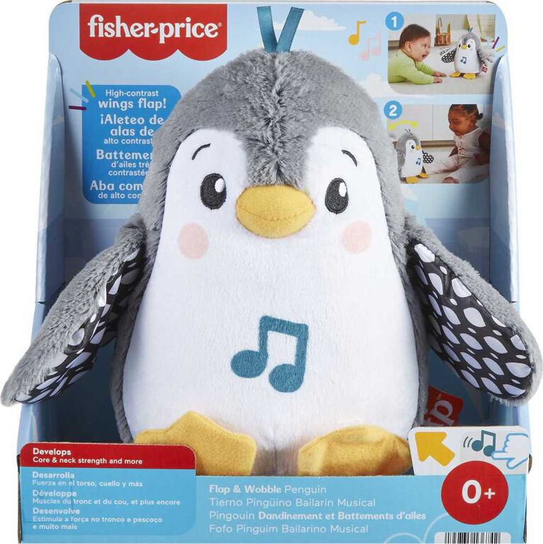 Fisher-Price Plush Tummy Time Toy, Flap and Wobble Penguin, Newborn ...