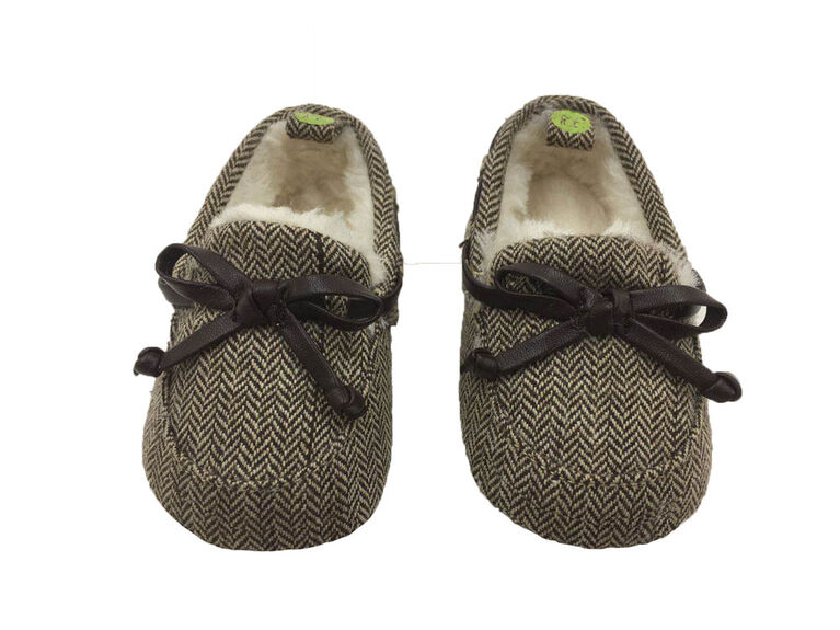 First Steps Brown Herringbone Slippers Size 1, 0-3 months | Toys R Us ...