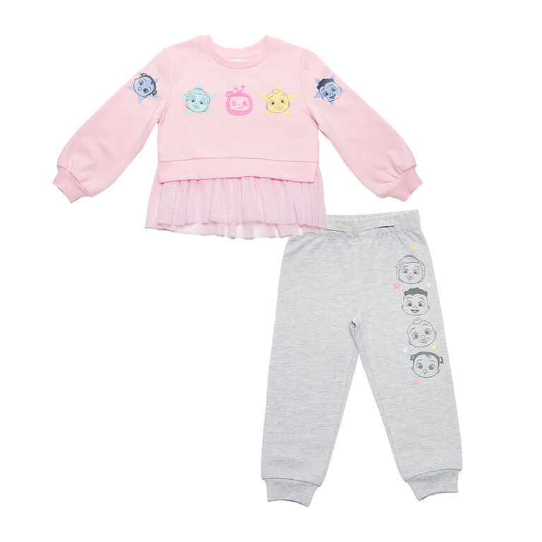 Cocomelon - 2 Piece Combo Set - Grey Heather and Pink - Size 4T - Toys ...