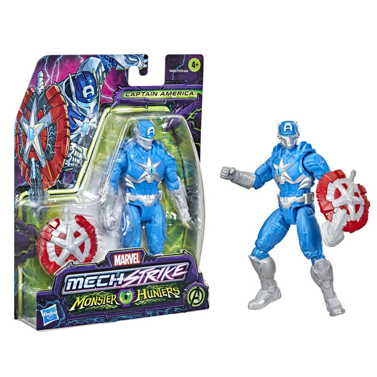 Marvel Avengers Mech Strike Monster Hunters Captain America Toy, 6-Inch ...