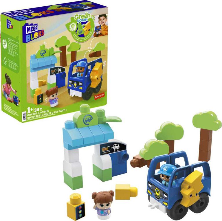 Mega Bloks Green Town Charge and Go Bus | Toys R Us Canada