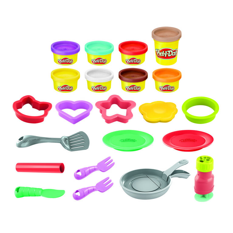 Play-Doh Kitchen Creations Flip 'n Pancakes Playset 14-Piece Breakfast ...
