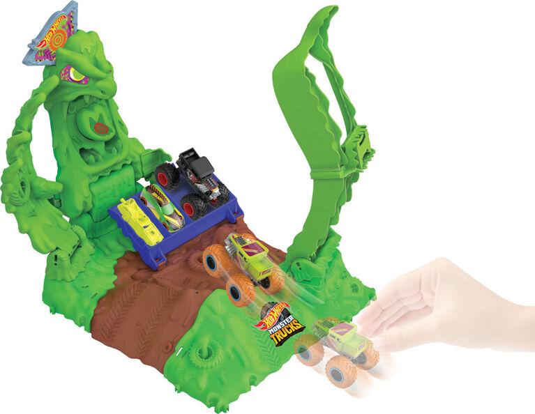 Hot Wheels Monster Trucks Arena Smashers Glow-in-the-Dark Gunkster Set ...
