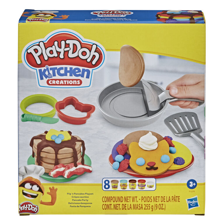 Play-Doh Kitchen Creations Flip 'n Pancakes Playset 14-Piece Breakfast ...