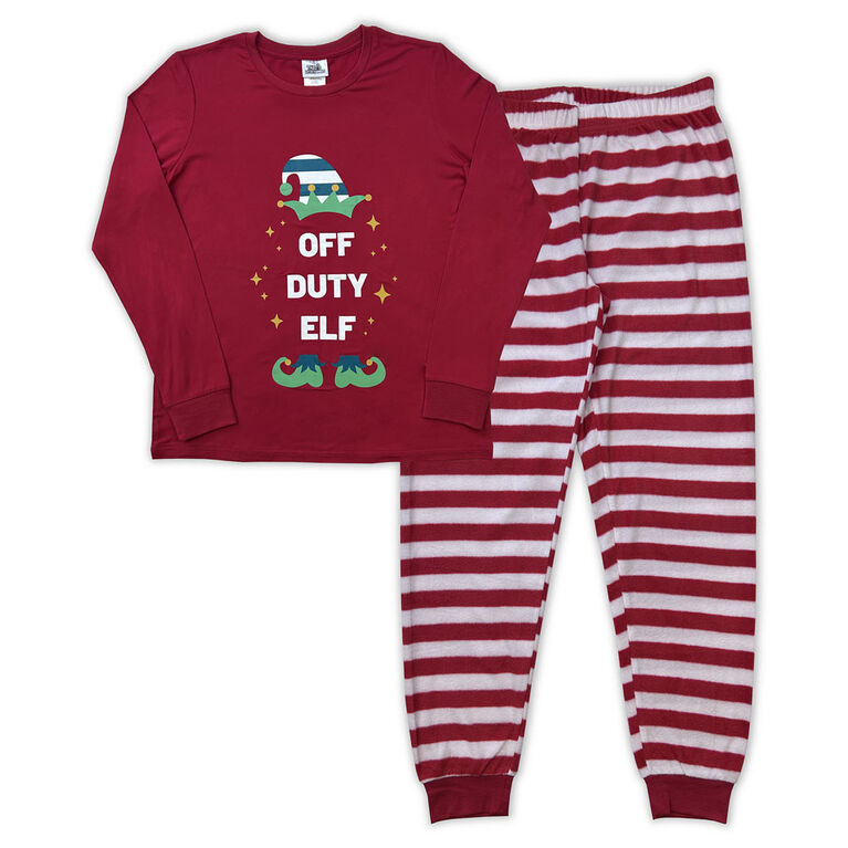 Adult Elf 2 Piece Long Sleeve Pajama Set - Red - M | Toys R Us Canada
