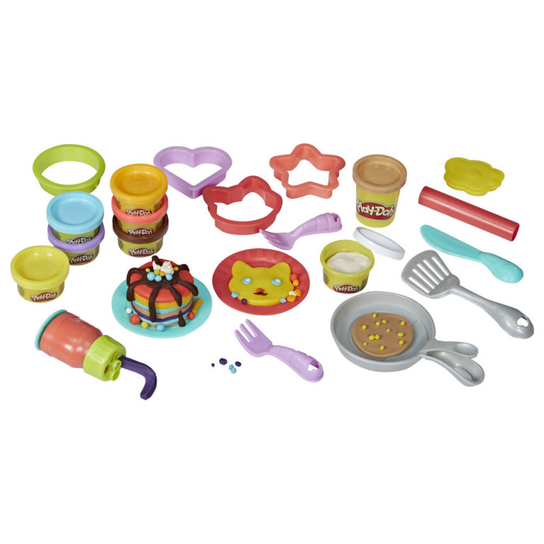 Play-Doh Kitchen Creations Flip 'n Pancakes Playset 14-Piece Breakfast ...