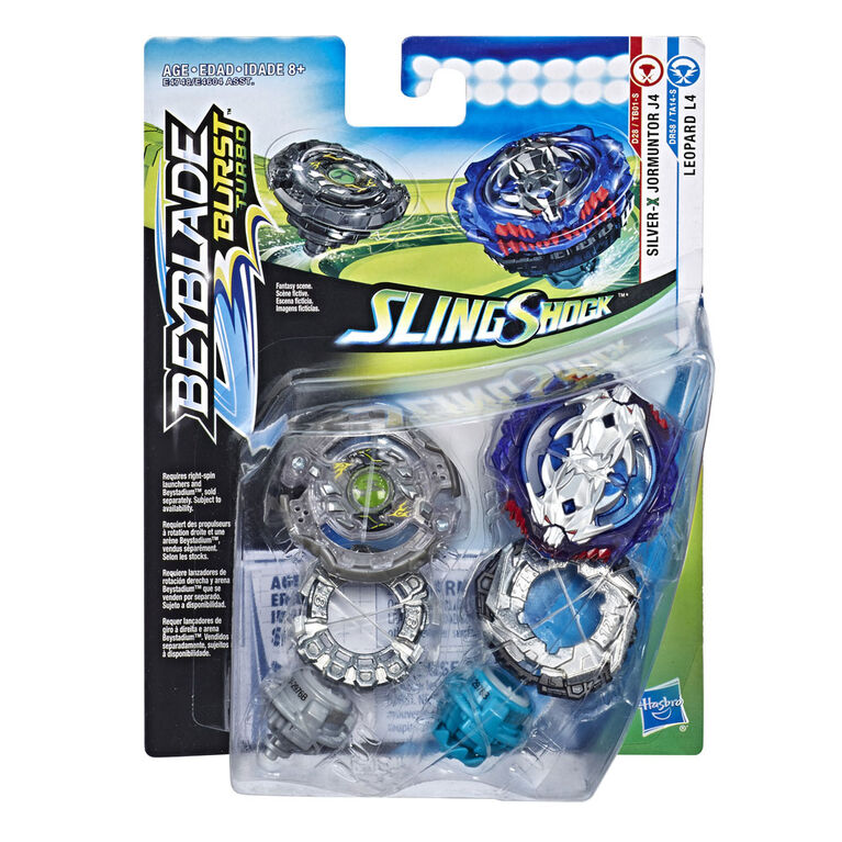 Beyblade Burst Duo Turbo Slingshock Leopard L4 et Silver-X Jormuntor J4 ...