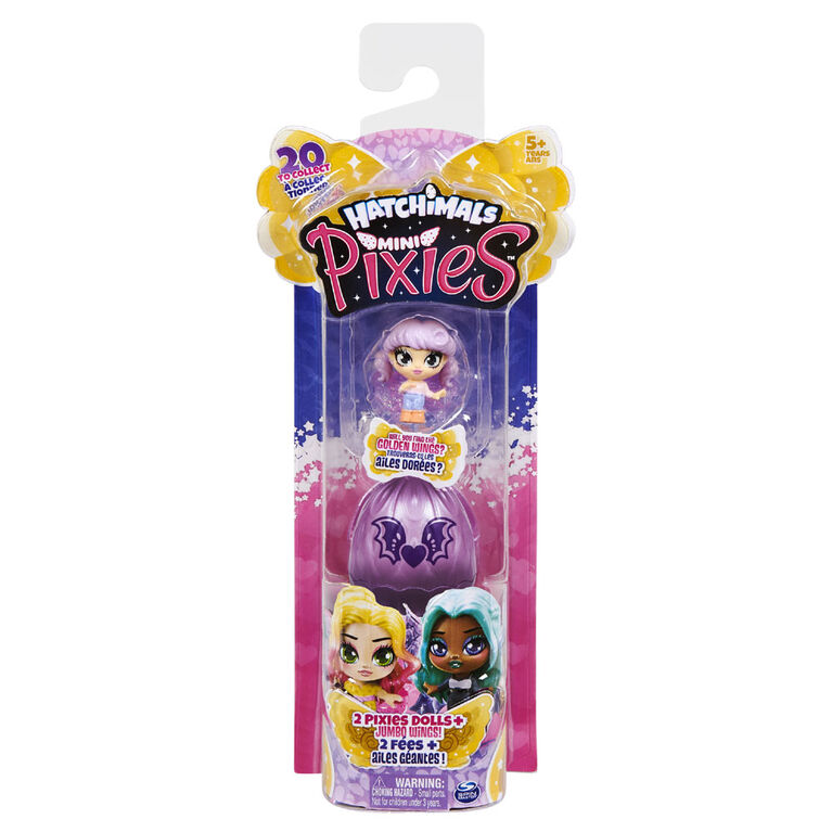 Hatchimals Mini Pixies 2-Pack, 1.5-inch Collectible Dolls with Mix and ...