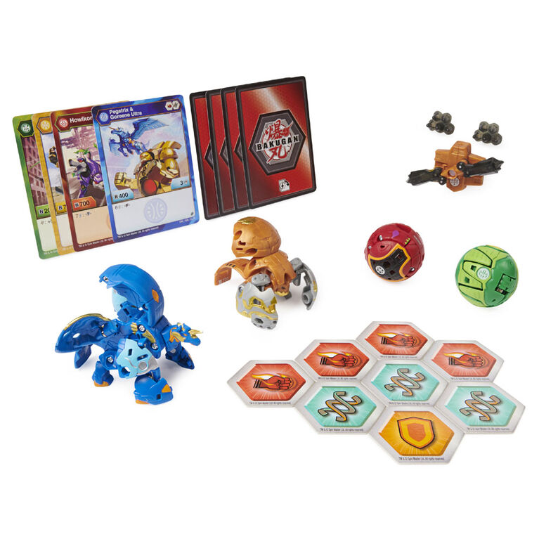 Bakugan Baku-Gear 4-Pack, Tretorous Ultra with Baku-Gear and Fused Pegatrix x Goreene Ultra ...