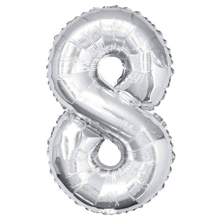 Silver Number 8 Shaped Foil Balloon 34" | Toys R Us Canada