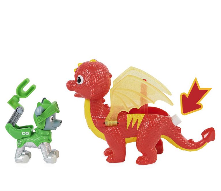 PAW Patrol, Rescue Knights Rocky and Dragon Flame Action Figures Set ...