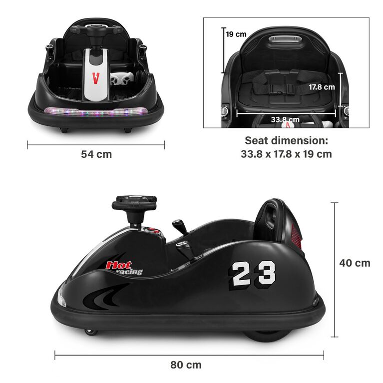 Voltz Toys Bumper Car Rectangular 360 Rotation with Remote, Black ...