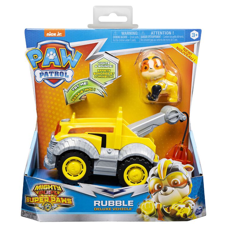 Paw Patrol Mighty Pups Super Paws Rubbles Deluxe Vehicle With Lights
