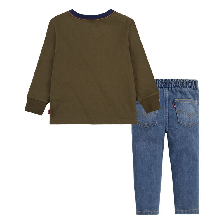 Levis Poster Logo Ringer & Denim Set - Denim Olive - Size 3T | Babies R ...
