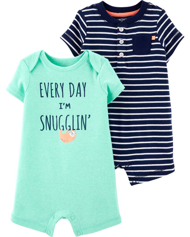 Carter's 2 pack Rompers - blue 6-9 Months | Babies R Us Canada