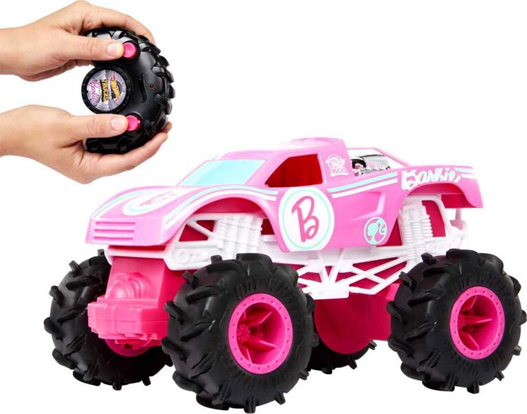 Hot Wheels RC Cars, Remote-Control Barbie Monster Truck in 1:24 Scale ...