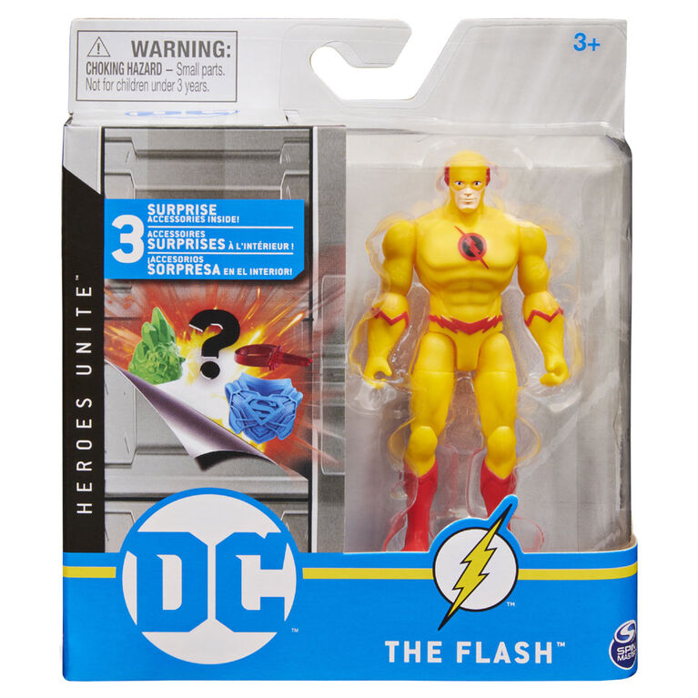 DC Comics 4-inch THE FLASH Action Figure with 3 Mystery Accessories ...