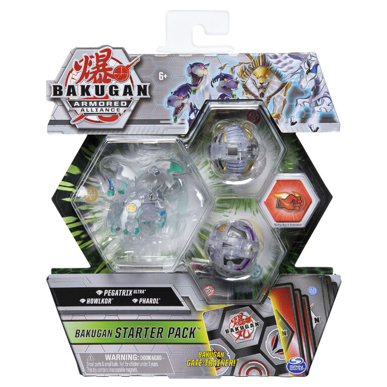 Bakugan Starter Pack 3-Pack, Diamond Pegatrix Ultra, Armored Alliance Collectible Action Figures ...