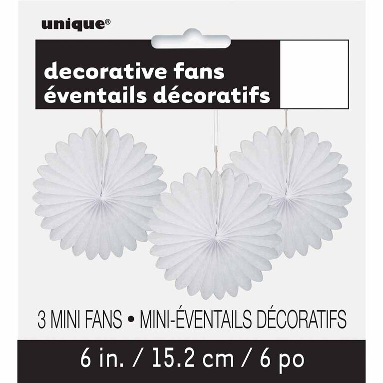 White Solid 6" Tissue Paper Fans 3 pieces | Toys R Us Canada