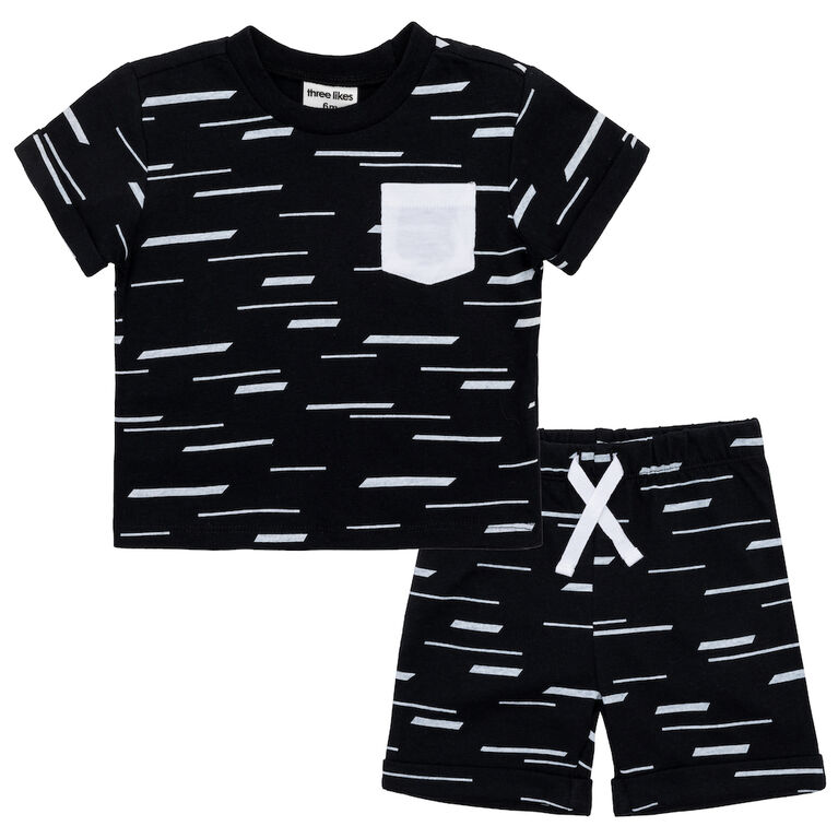 Pl Baby-Baby 2 Piece Set Short Sleeve Top + Short Black 4T | Babies R ...