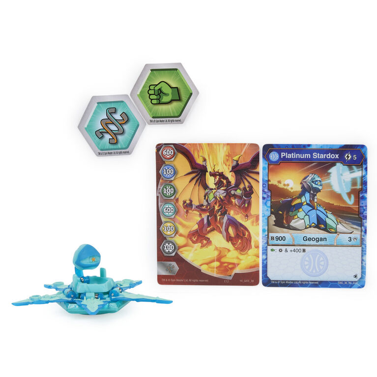 Bakugan Evolutions, Stardox (Blue), Platinum Series True Metal Bakugan, 2 BakuCores and ...