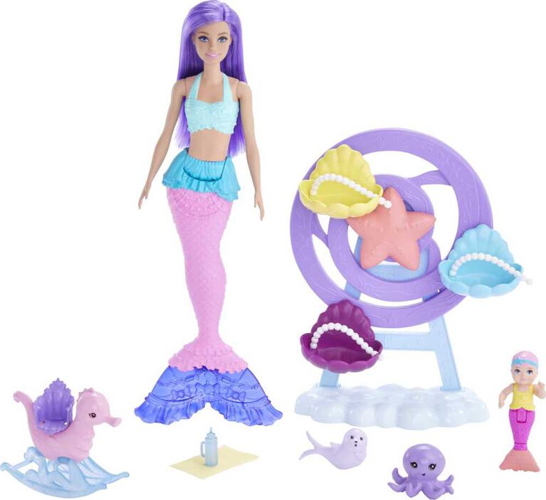 Barbie Mermaid Doll - Nurturing Playset with Merbaby, Octopus and Seal ...