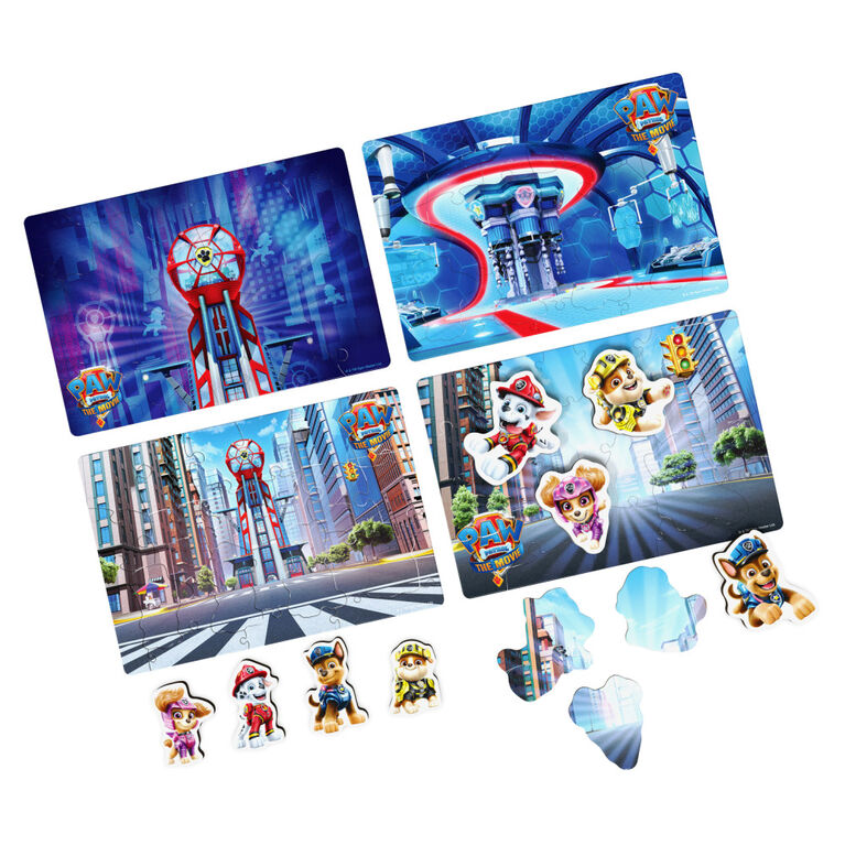 PAW Patrol: The Movie, 4-Pack of Wooden Puzzles, 24-Piece Jigsaw Toy ...