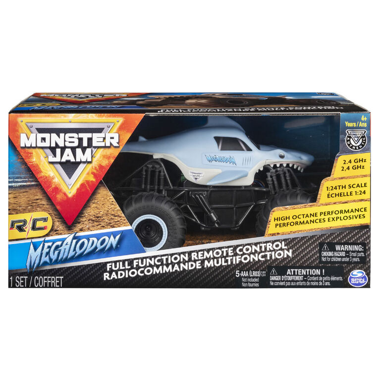 Monster Jam, Official Megalodon Remote Control Monster Truck, 1:24 ...