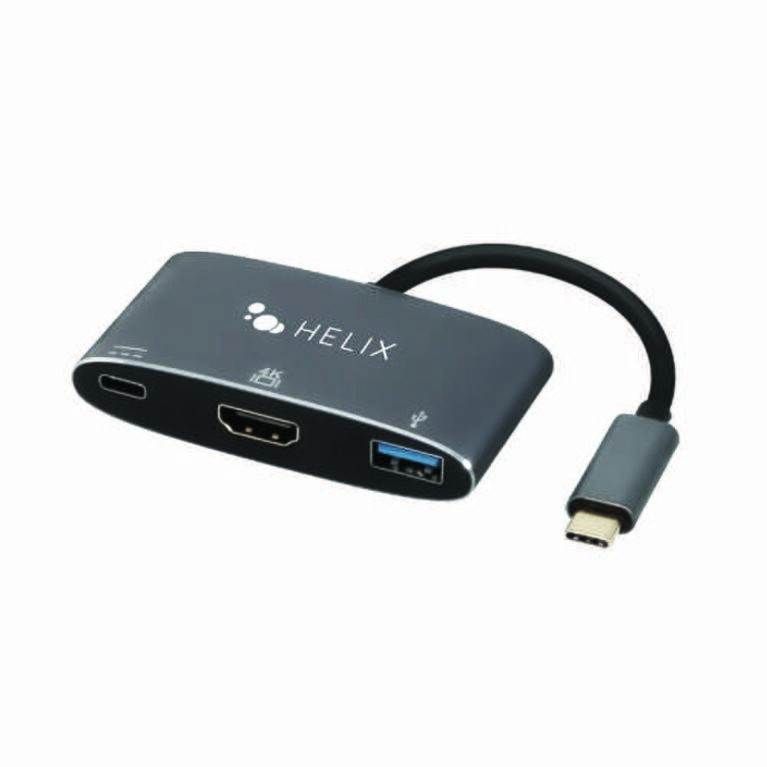 Helix 3-in-1 USB-C Adapter with USB-A, HDMI and USB-C Ports Black ...