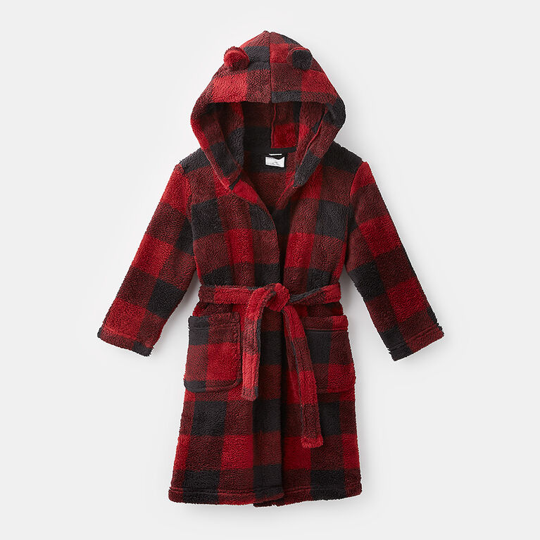 plush robe, size S/M - Red/Black