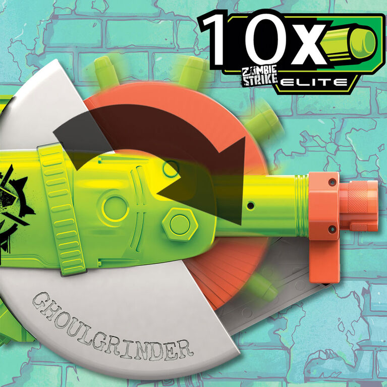 Nerf Zombie Strike Ghoulgrinder Blaster - Rotating 10-Dart Wheel, 10 ...