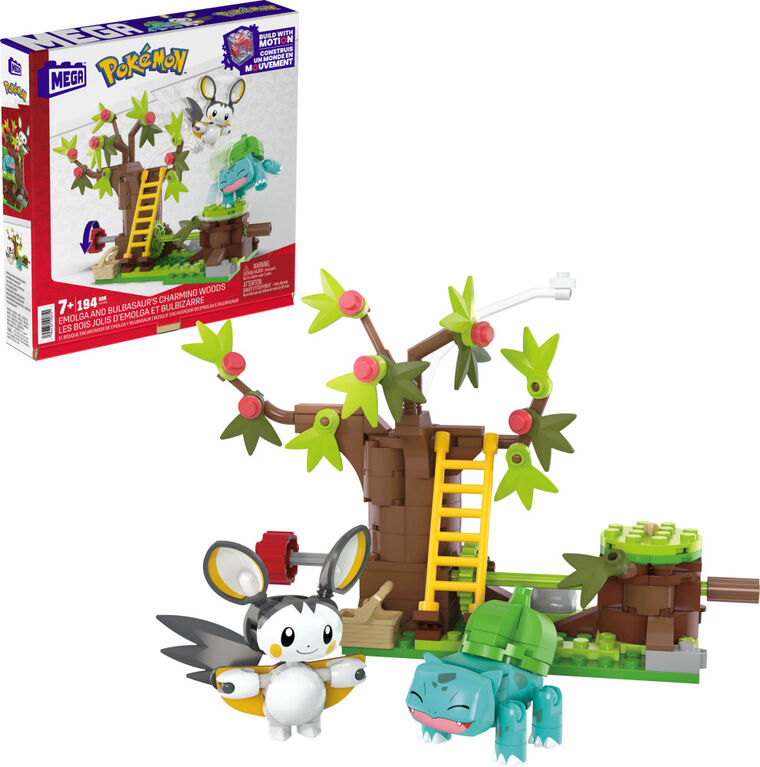 MEGA Pokémon Emolga and Bulbasaur's Charming Woods Building Toy Kit ...