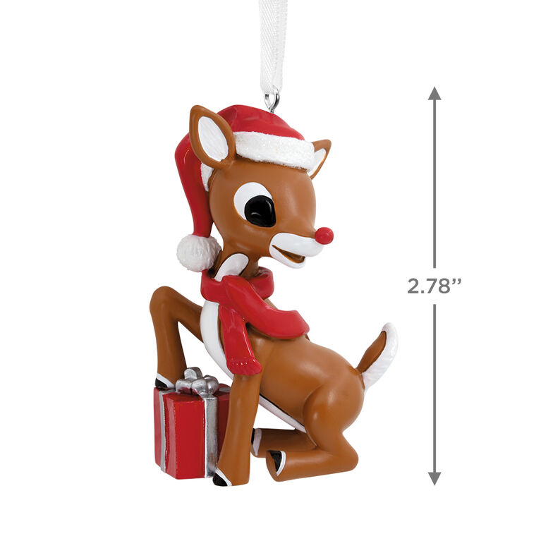 Hallmark Rudolph the Red-Nosed Reindeer in Santa Hat With Present ...