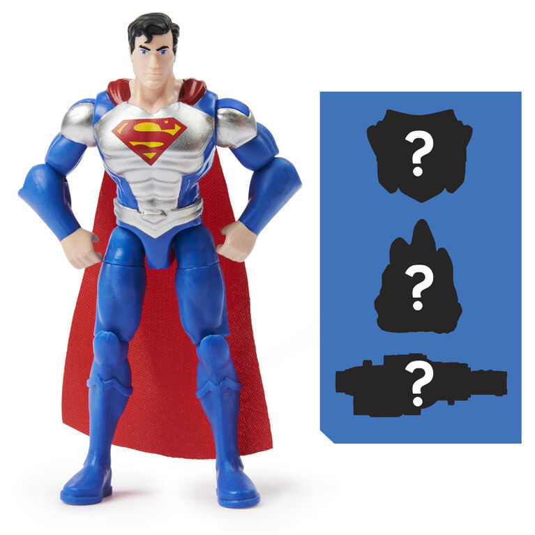 DC Comics 4-inch SUPERMAN Action Figure with 3 Mystery Accessories ...