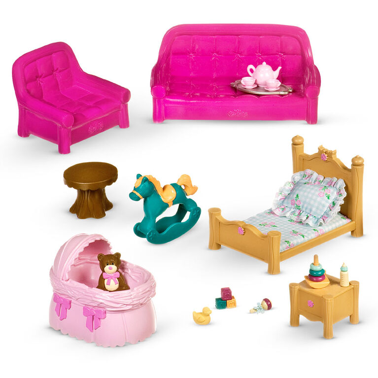 Li'l Woodzeez, Living Room and Nursery Set, Miniature Furniture Playset ...