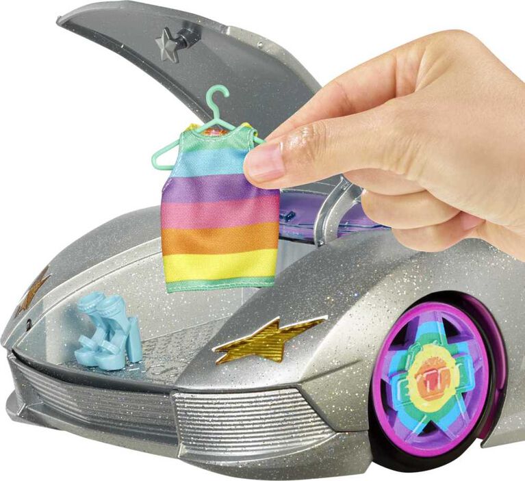 Cabriolet Barbie Extra, Voiture 2places Argentée et Pailletée avec ...