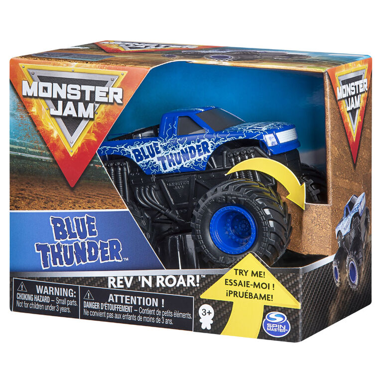 Monster Jam, Official Blue Thunder Rev 'N Roar Monster Truck, 1:43 ...
