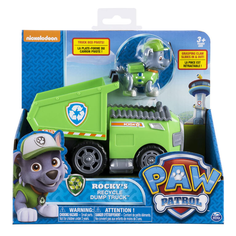 Paw Patrol - Rocky's Recycle Dump Truck Vehicle with Rocky Figure ...