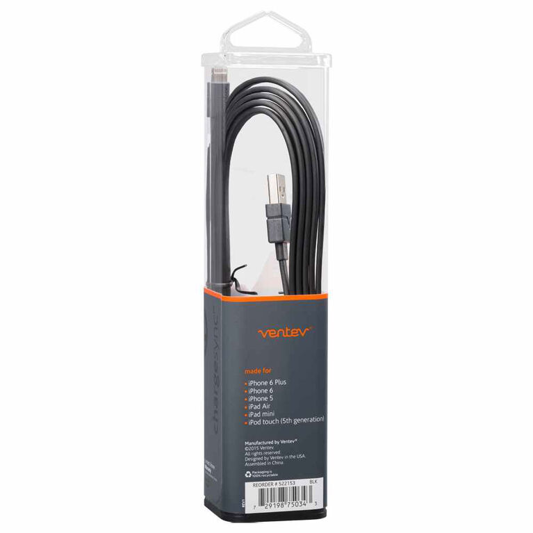 Ventev Charge/Sync Cable Lightning 6ft Black | Toys R Us Canada