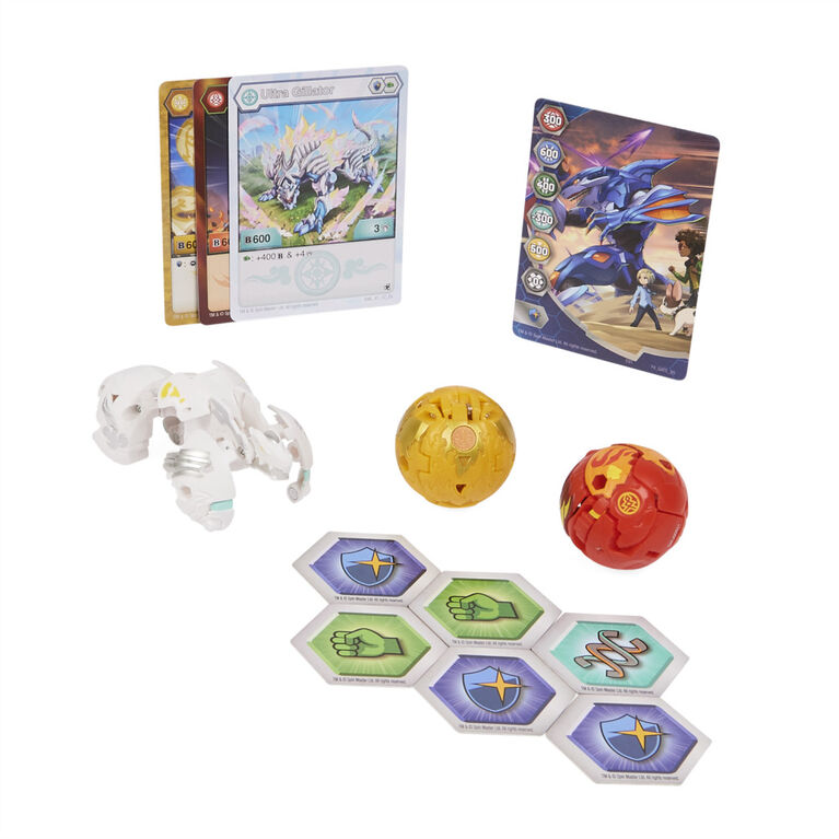 Bakugan Evolutions Starter Pack 3-Pack, Gillator Ultra with Hydorous and Blitx Fox, Collectible ...