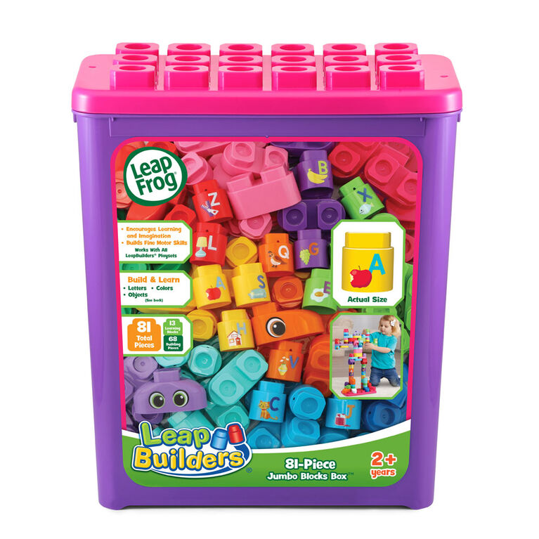 LeapFrog LeapBuilders 81-Piece Jumbo Blocks Box - Pink - English Edition | Toys R Us Canada