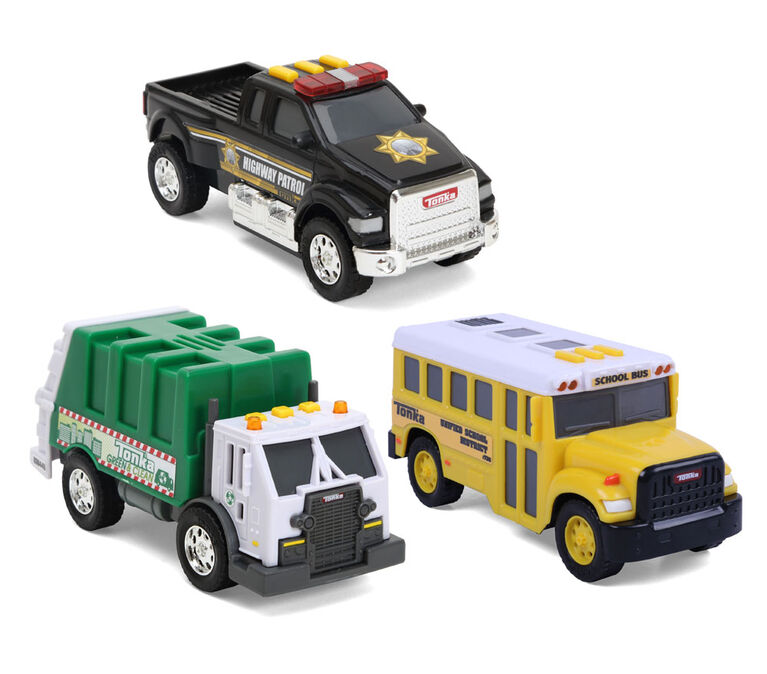 Tonka Mini 3 Pk - School Bus / Garbage Truck / Sherriff Cruiser | Toys ...