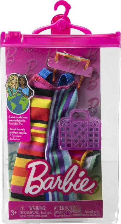Barbie Fashion Pack of Doll Clothes, Complete Look Set with Stripe ...