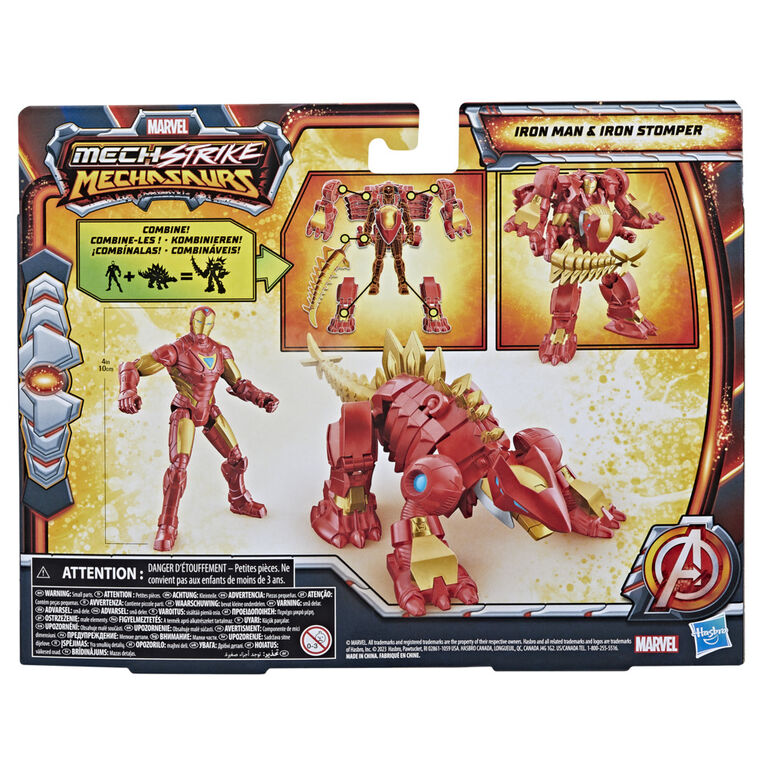 Marvel Mech Strike Mechasaurs Iron Man (4 Inch) with Iron Stomper ...